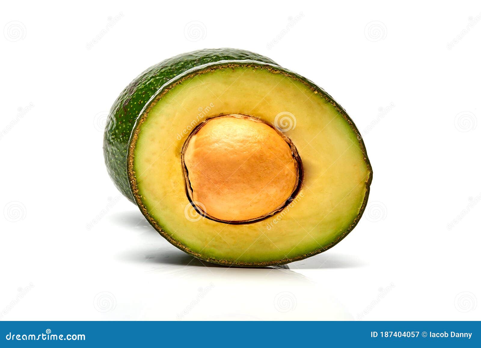 Avocado Cut in Half, Shot on White Background Stock Image - Image of ...
