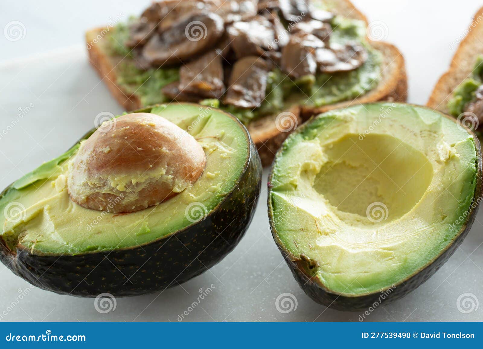 Avocado Cut Open, Slice, Half, Toast, Pit, Stock Photo - Image of ...