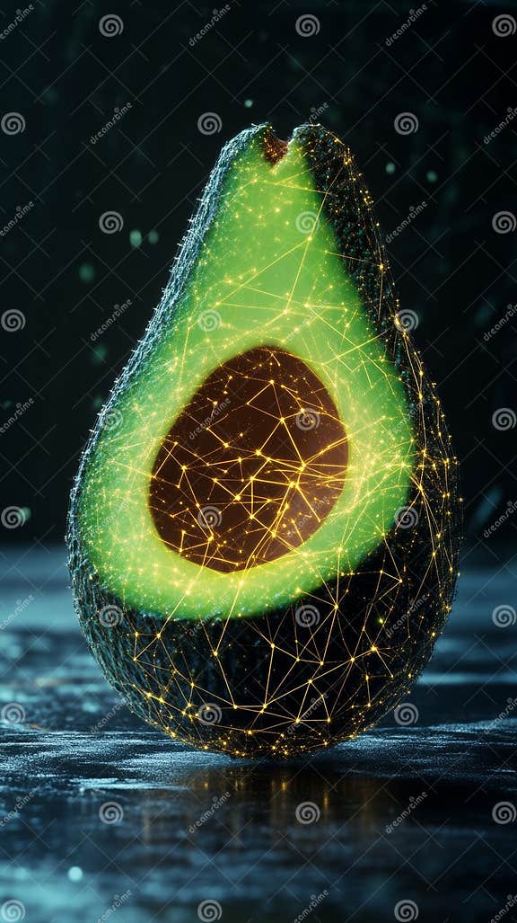 Avocado with Digital Network Overlay Stock Image - Image of abstract ...