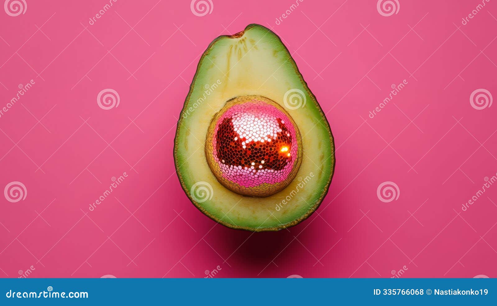 Avocado with Disco Ball Pit on Pink Background Stock Photo - Image of ...