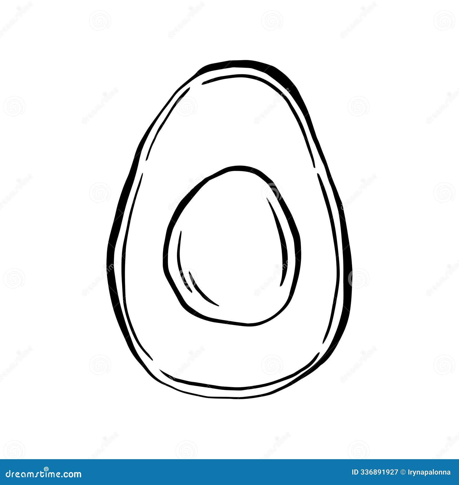 Avocado Doodle Black Line Drawing, Simple Sketch Style, Outline Vector ...