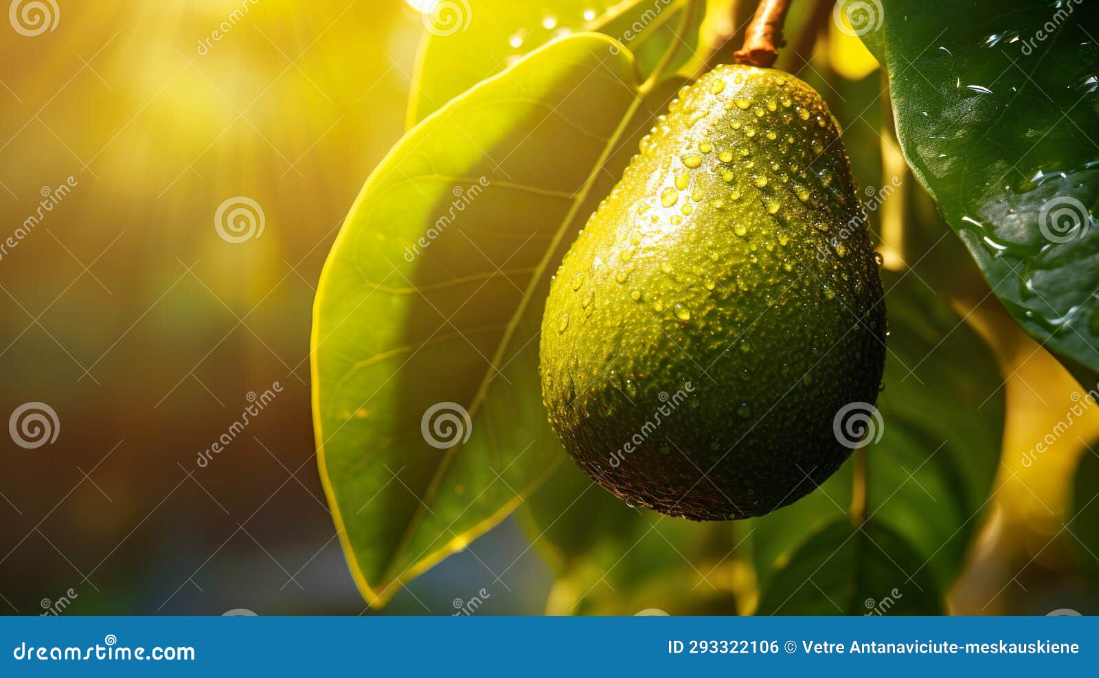 Avocado Fruit on the Tree with Light Flare Glow Stock Photo - Image of ...