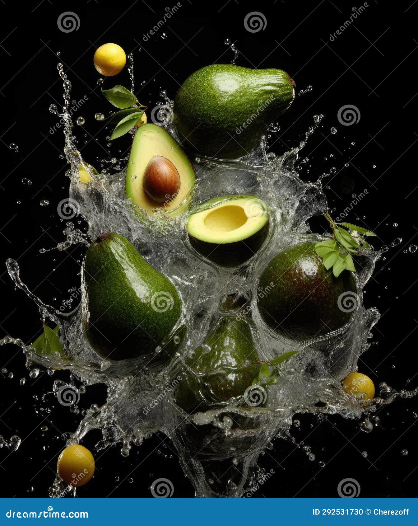 Avocado Fruits Fall into the Water Stock Photo - Image of underwater ...