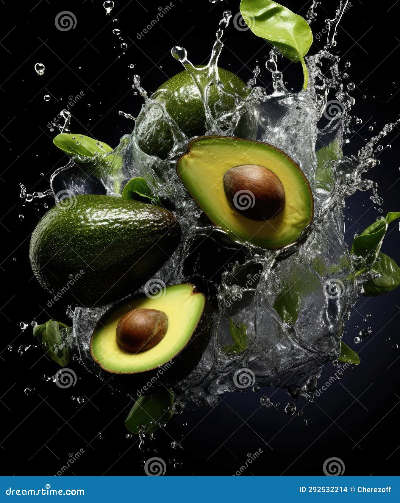 Avocado Fruits Fall into the Water Stock Photo - Image of organic, fall ...