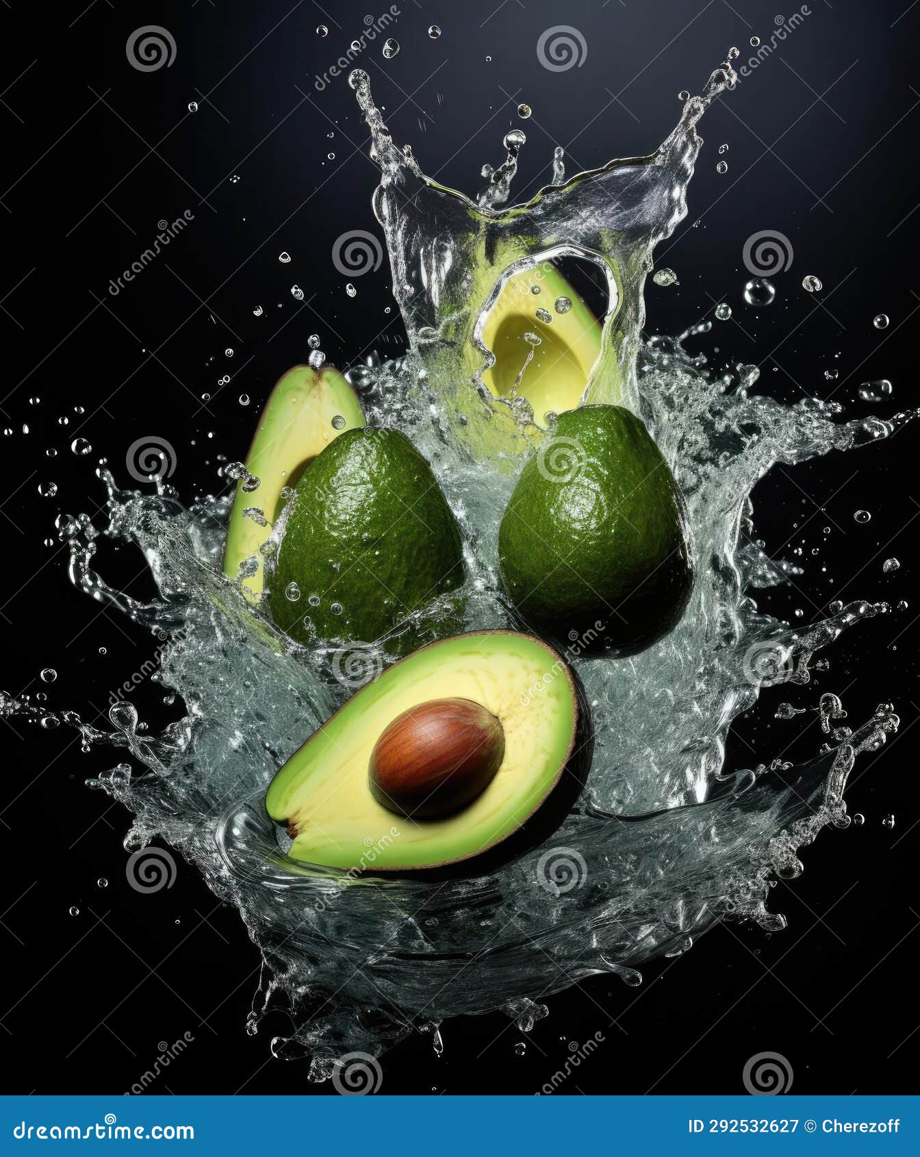 Avocado Fruits Fall into the Water Stock Image - Image of nature, food ...