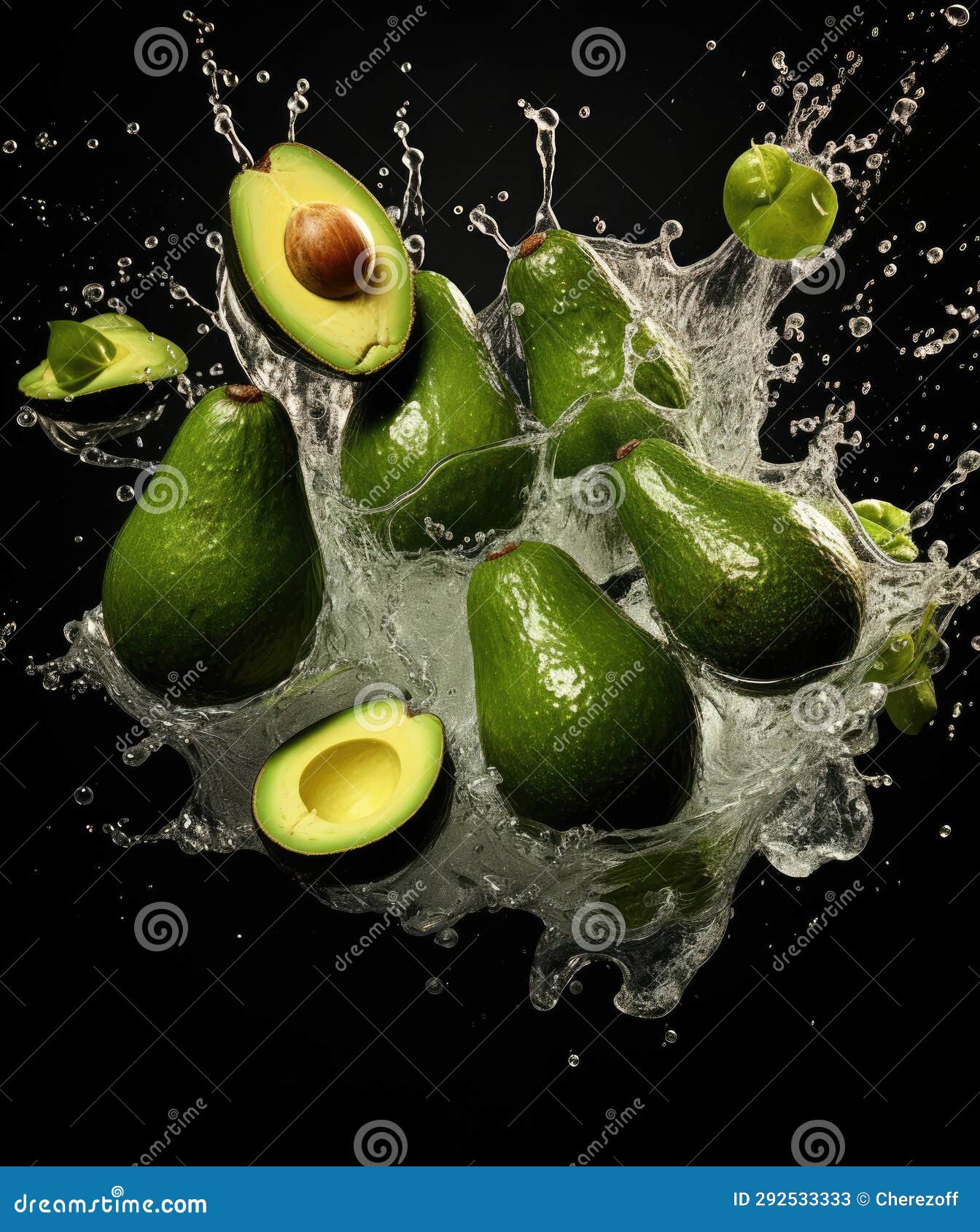 Avocado Fruits Fall into the Water Stock Image - Image of fruit, wave ...