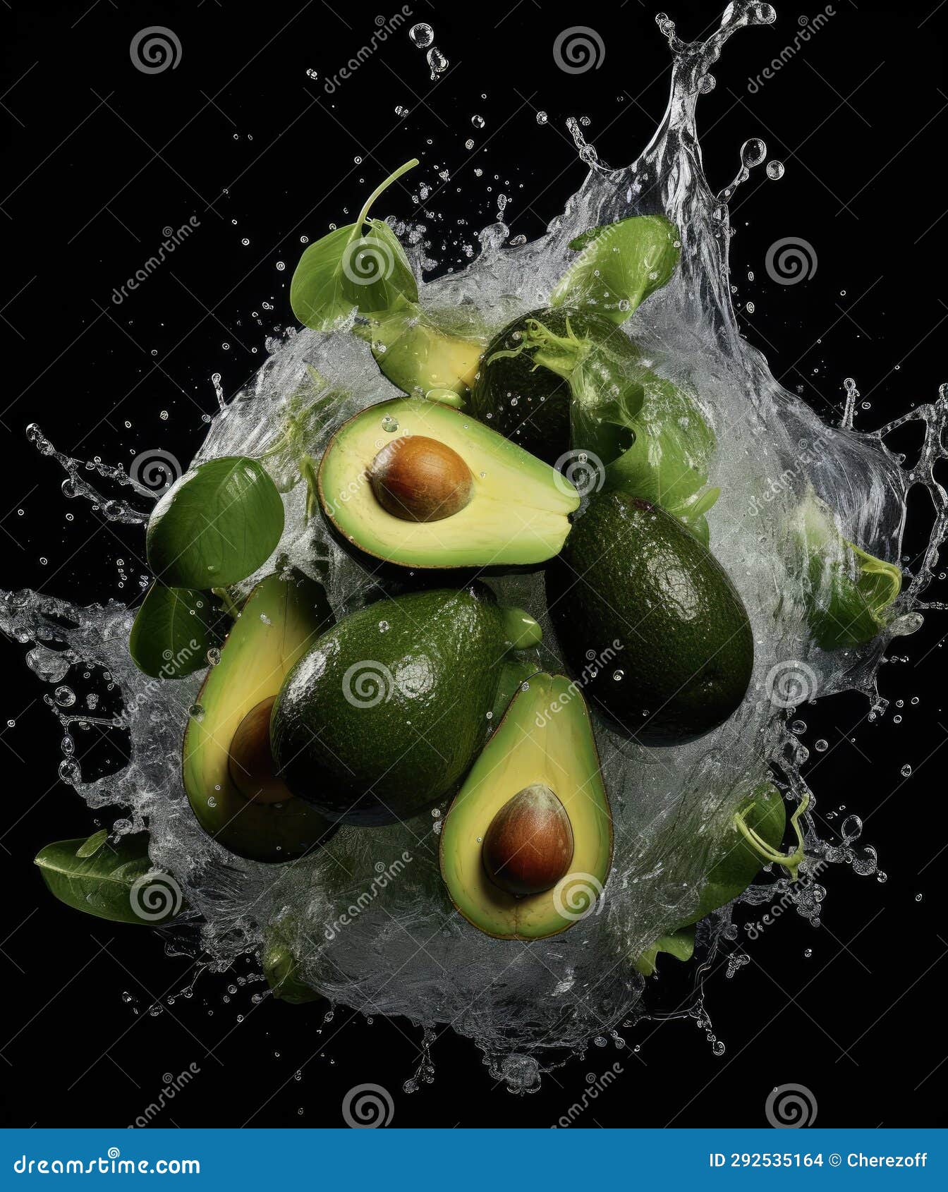 Avocado Fruits Fall into the Water Stock Photo - Image of organic ...