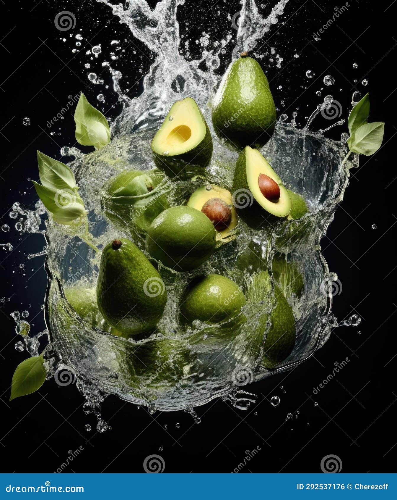 Avocado Fruits Fall into the Water Stock Photo - Image of tropical ...