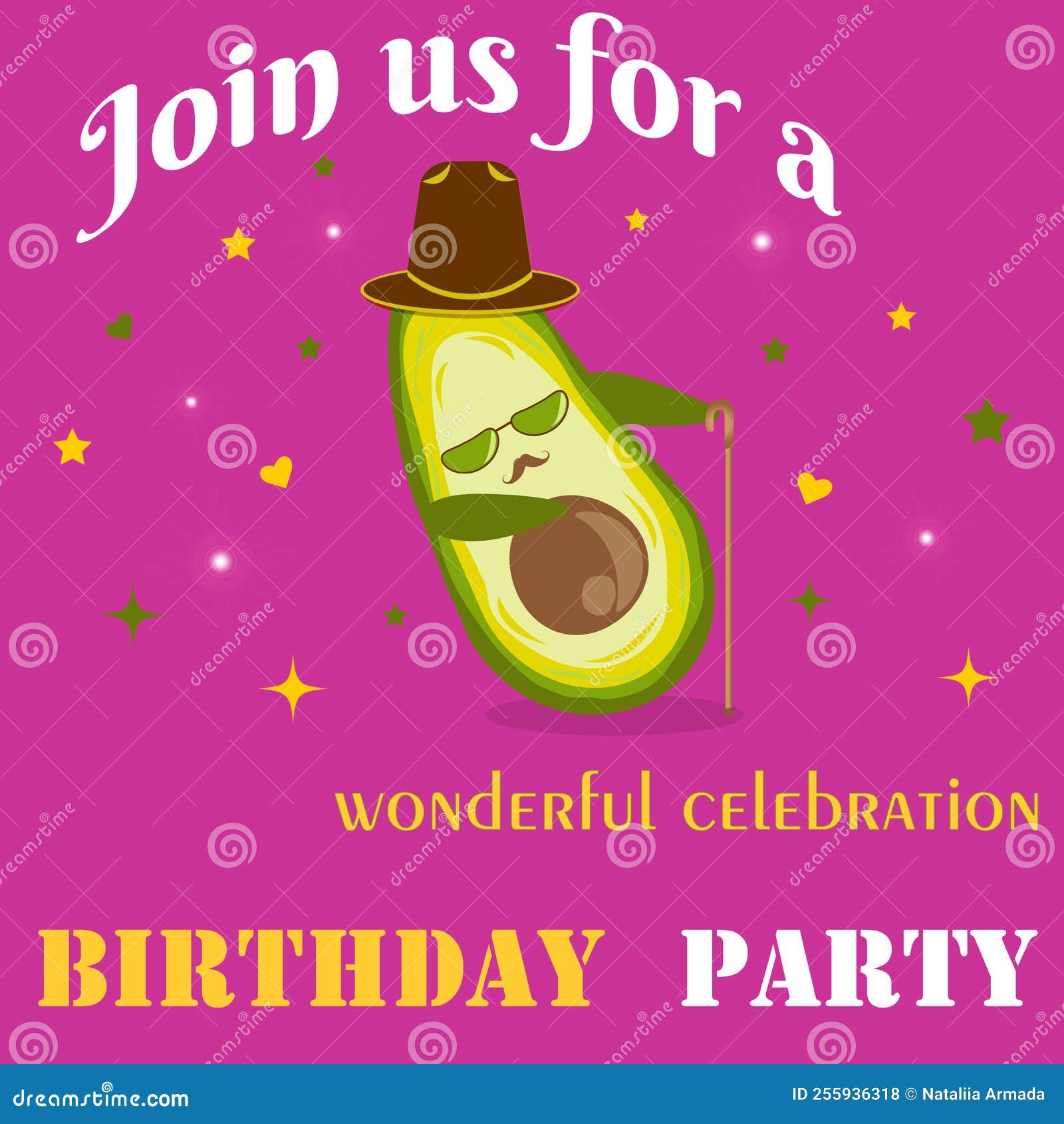 Avocado Gentleman Invitation Stock Vector - Illustration of icon ...