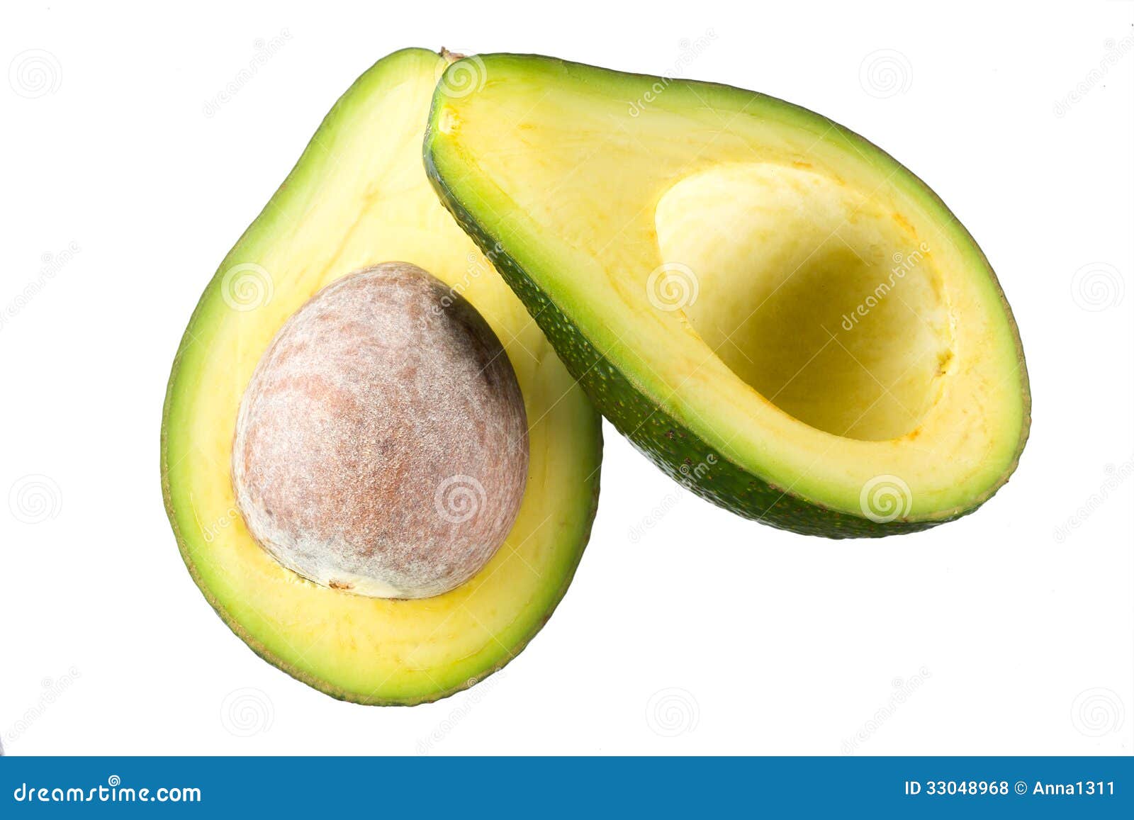 Avocado. Half with Core Isolated Stock Photo - Image of slice ...