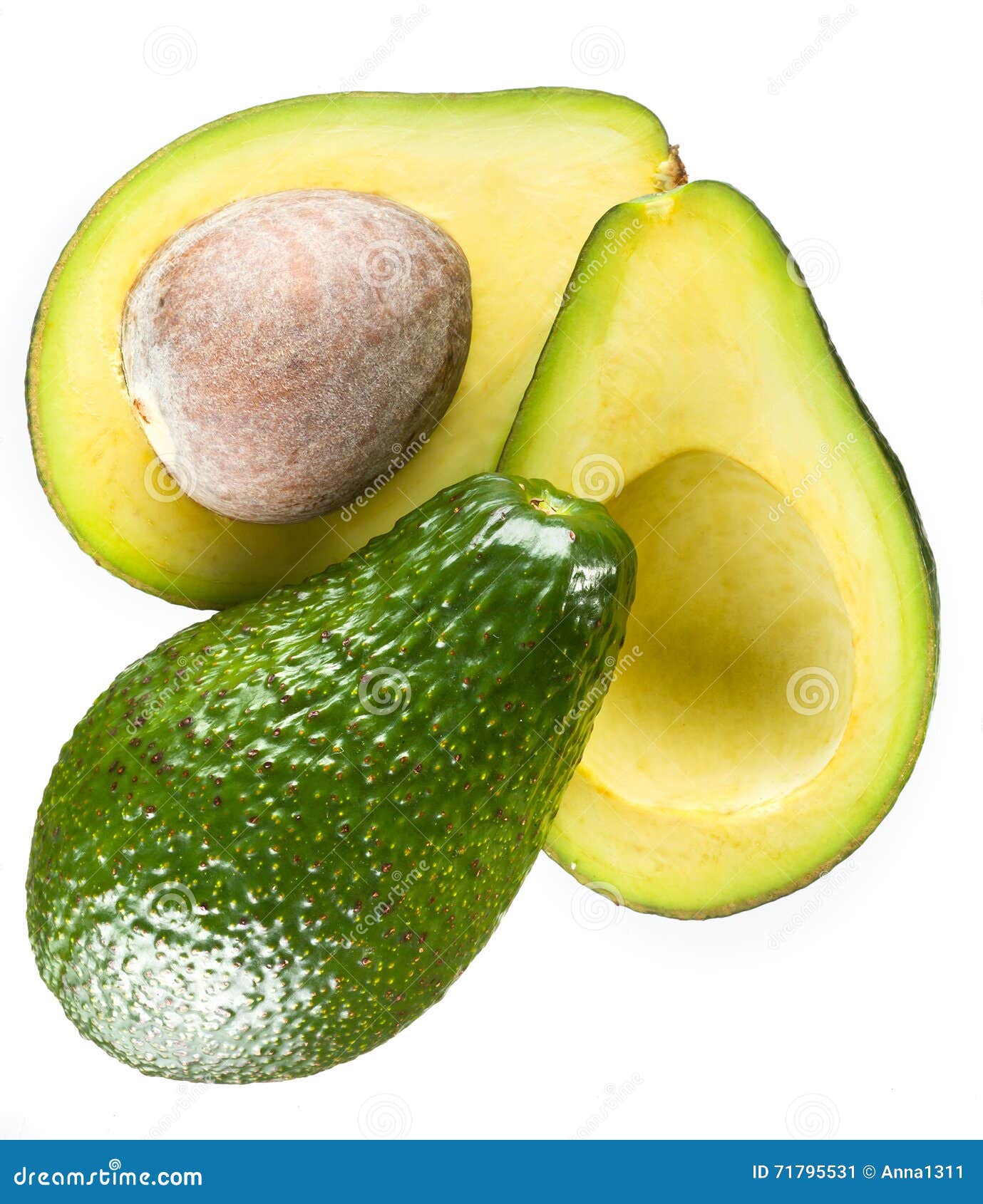 Avocado. Half with Core Isolated on White Stock Image - Image of core ...