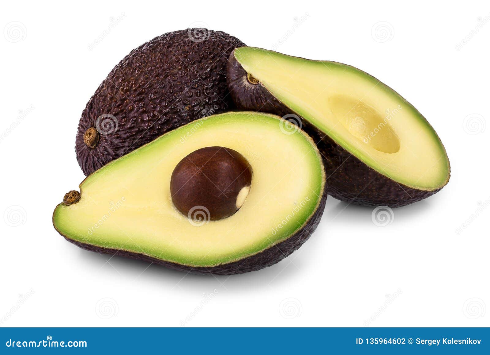Avocado and Half Isolated on White Background Stock Photo - Image of ...