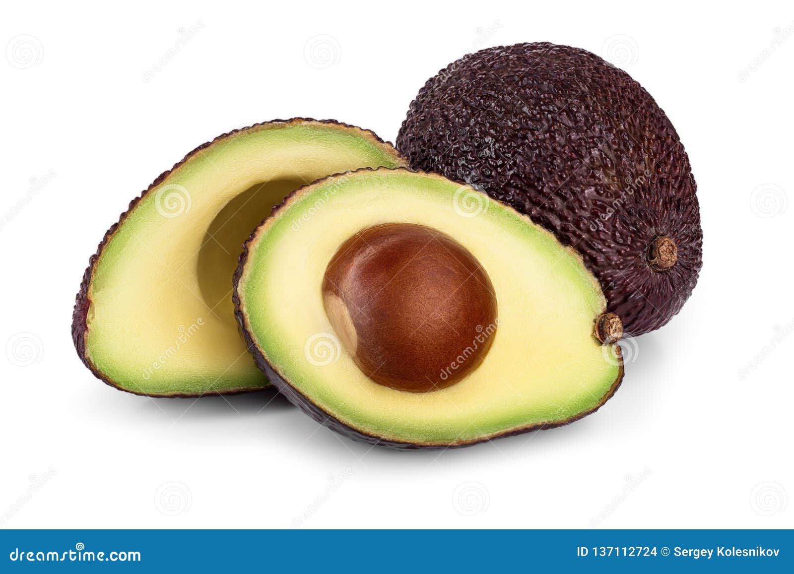Avocado and Half Isolated on White Background Stock Photo - Image of ...