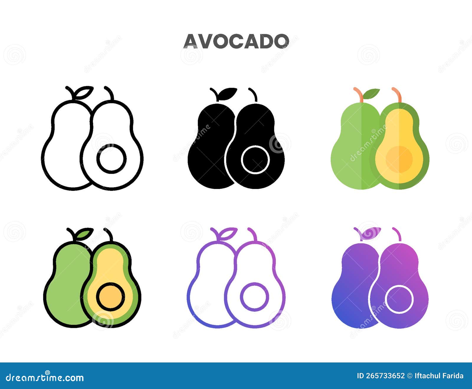 Avocado Icons Set with Different Styles. Stock Vector - Illustration of ...