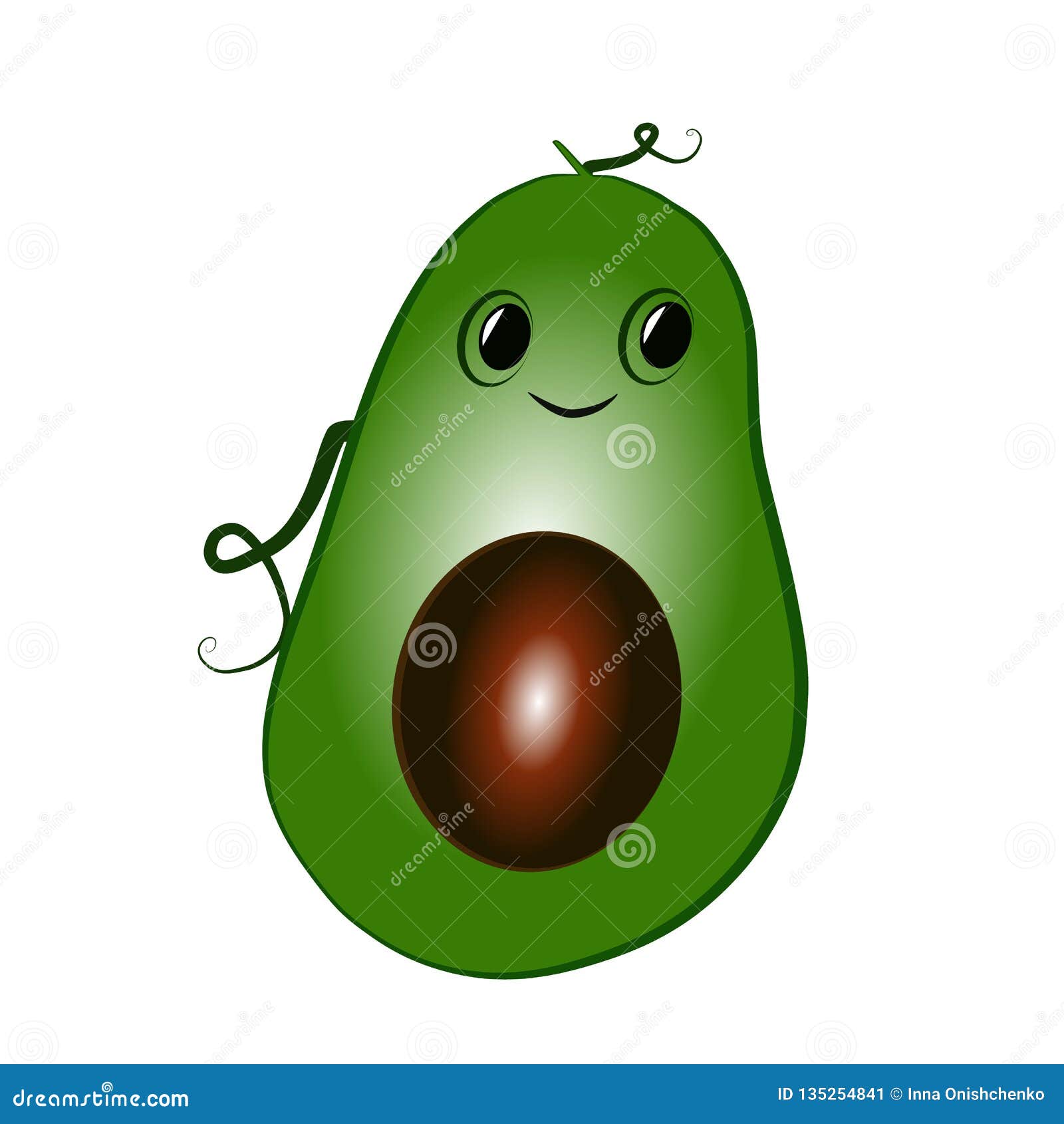 Avocado. Illustration of an Animated Fruit on a White Background ...