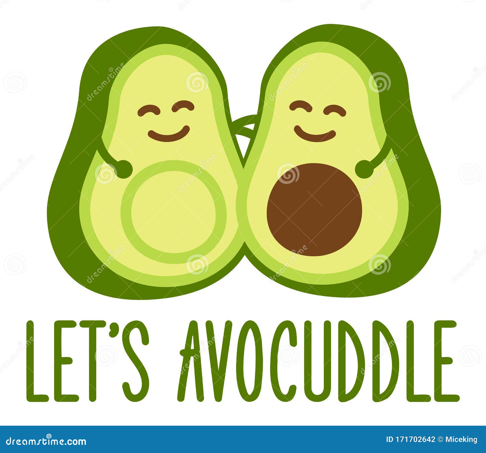 Avocado Let`s avocuddle stock vector. Illustration of icon - 171702642