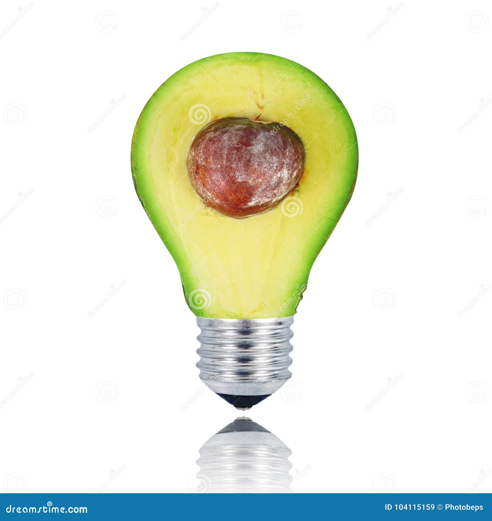Avocado Light Bulb on White Background Stock Image - Image of ...