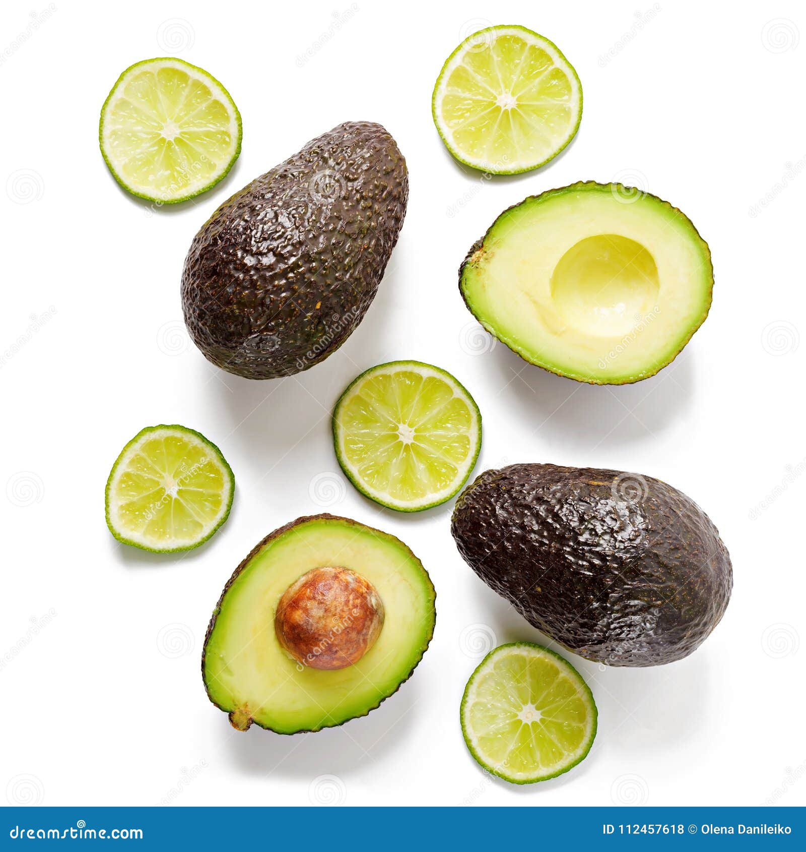 Isolated Avocado On White Background. Whole Avocado Fruit And Two ...