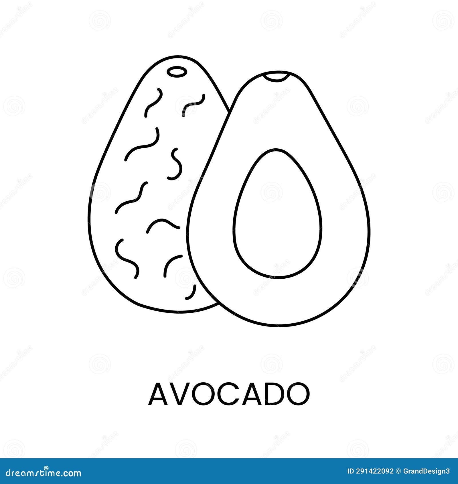 Avocado Line Icon in Vector, Fruit Illustration. Stock Vector ...