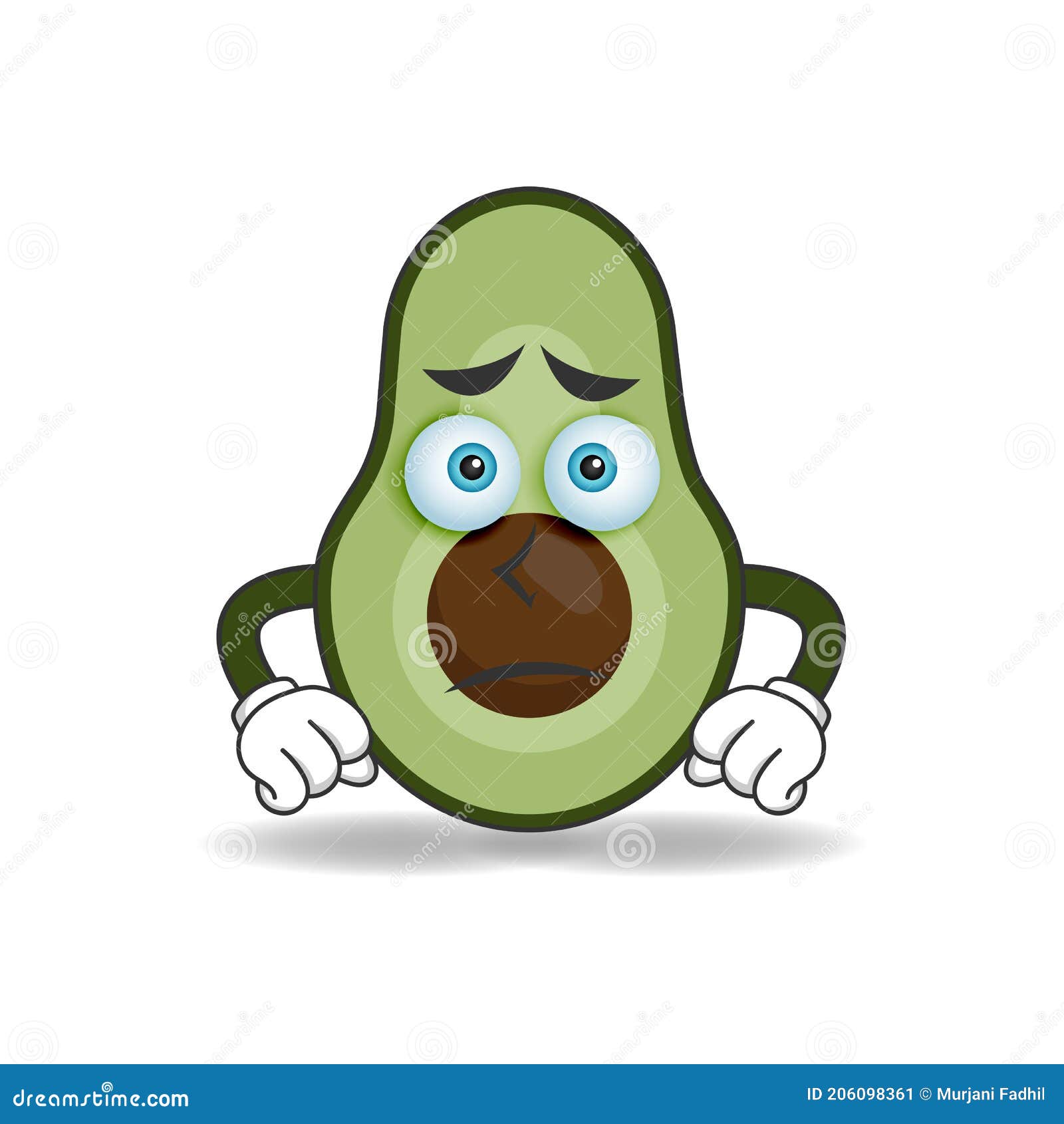 Avocado Mascot Character with Sad Expression. Vector Illustration Stock ...