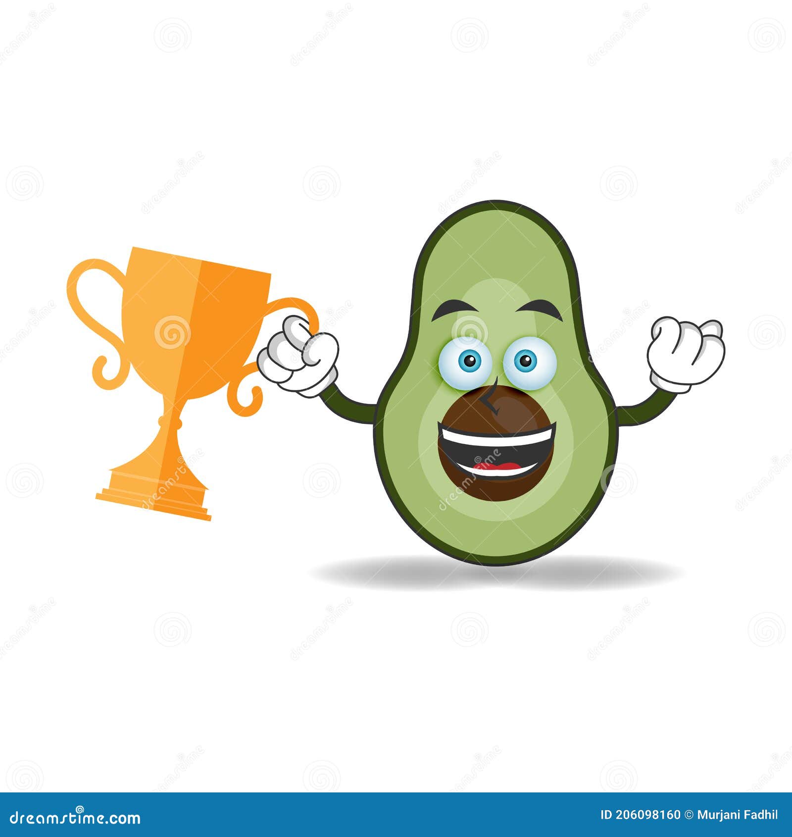Avocado Mascot Character with a Trophy in Right Hand. Vector ...