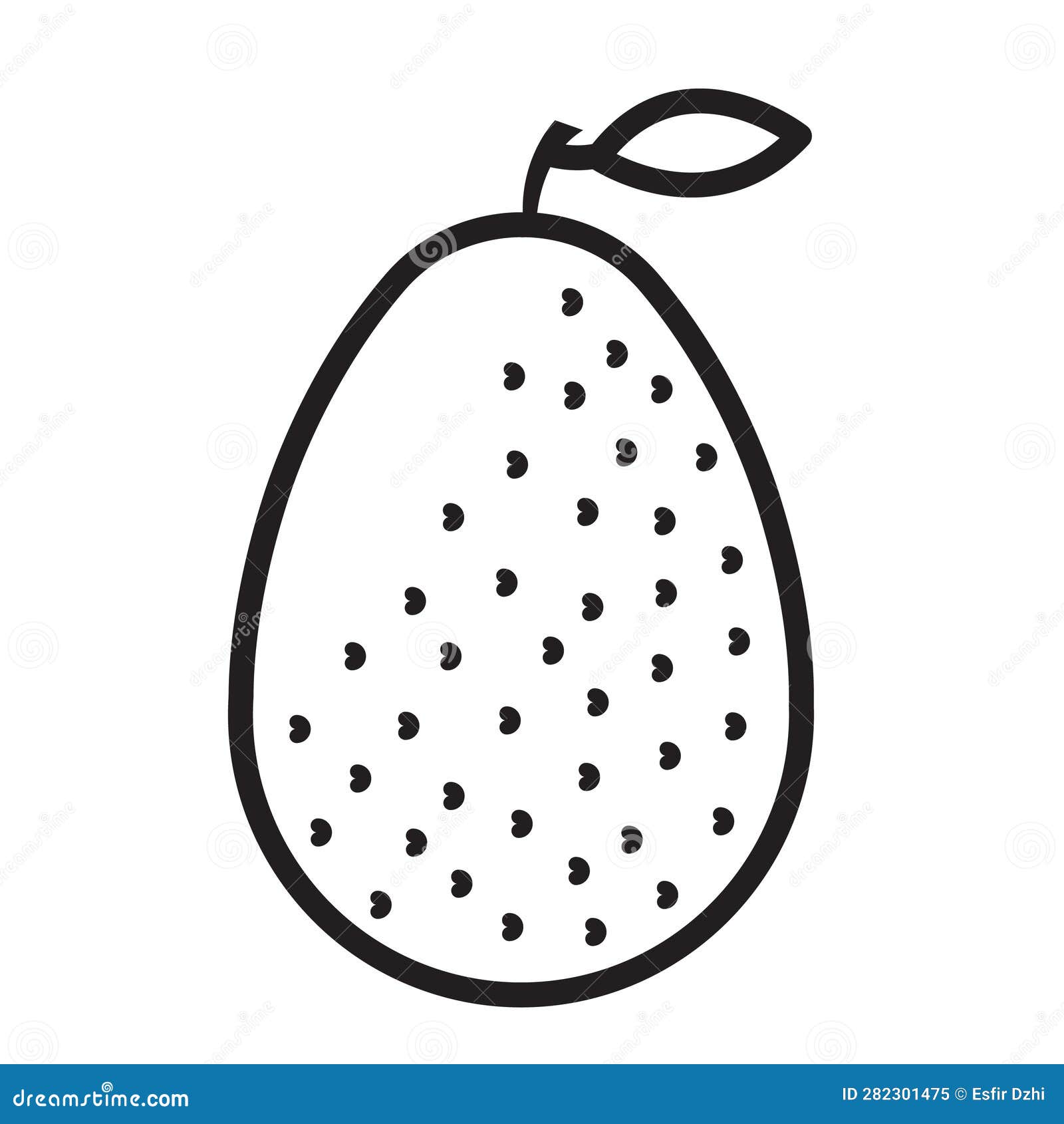 Avocado Outline Drawing, Sketch Vector Illustration, In Green And Brown ...