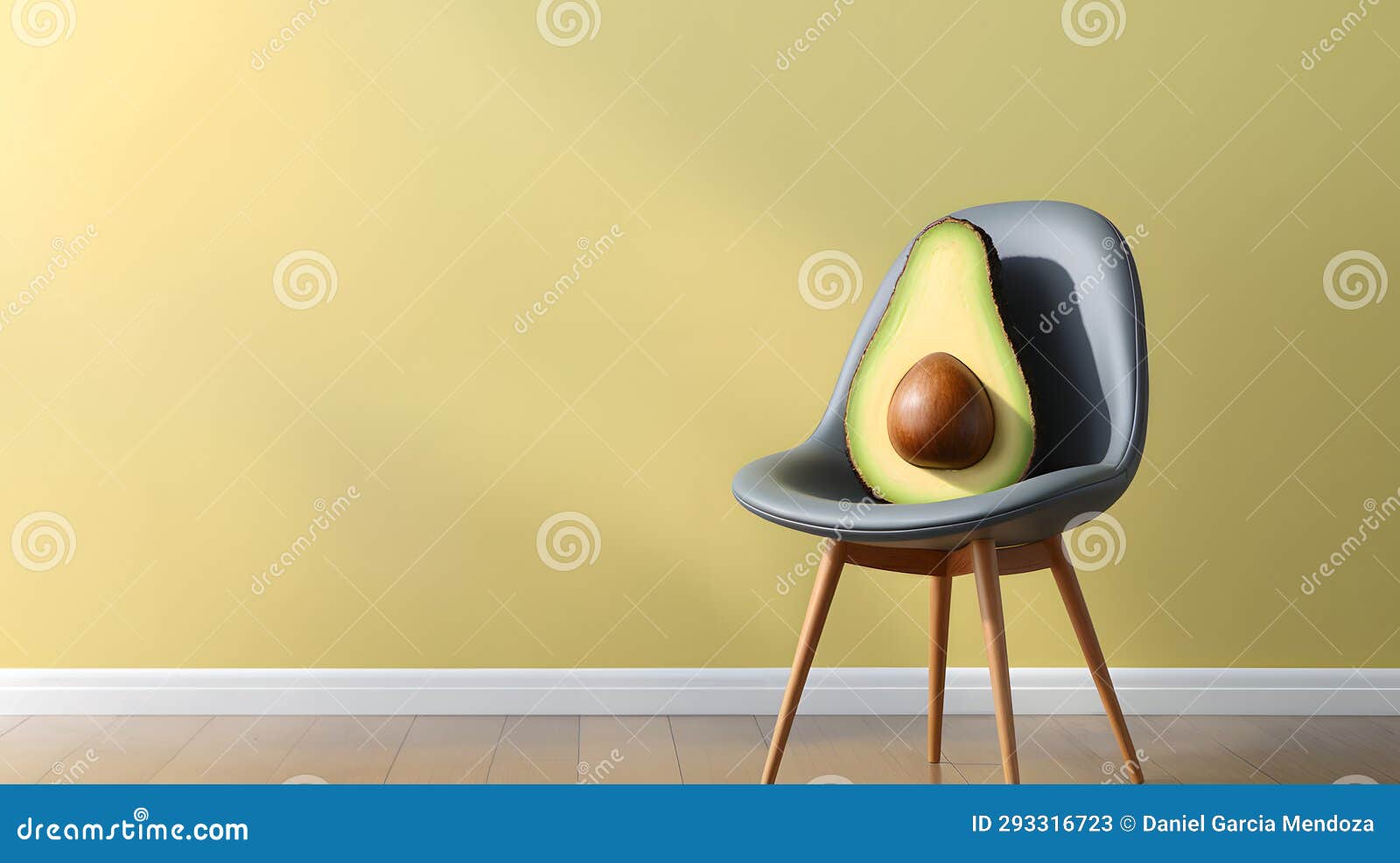 An Avocado, Perched on a Chair with Empty Copy Space for Text ...