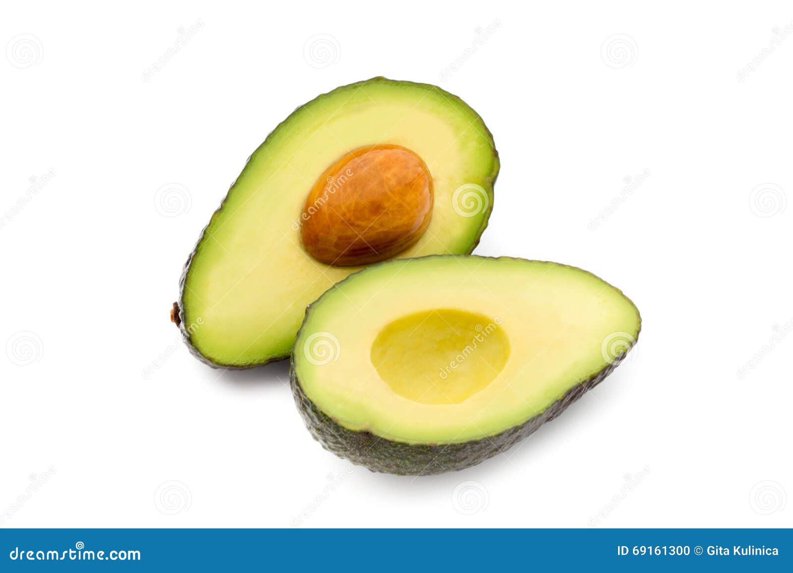 Avocado Pieces Set Isolated on White Background. Stock Photo - Image of ...