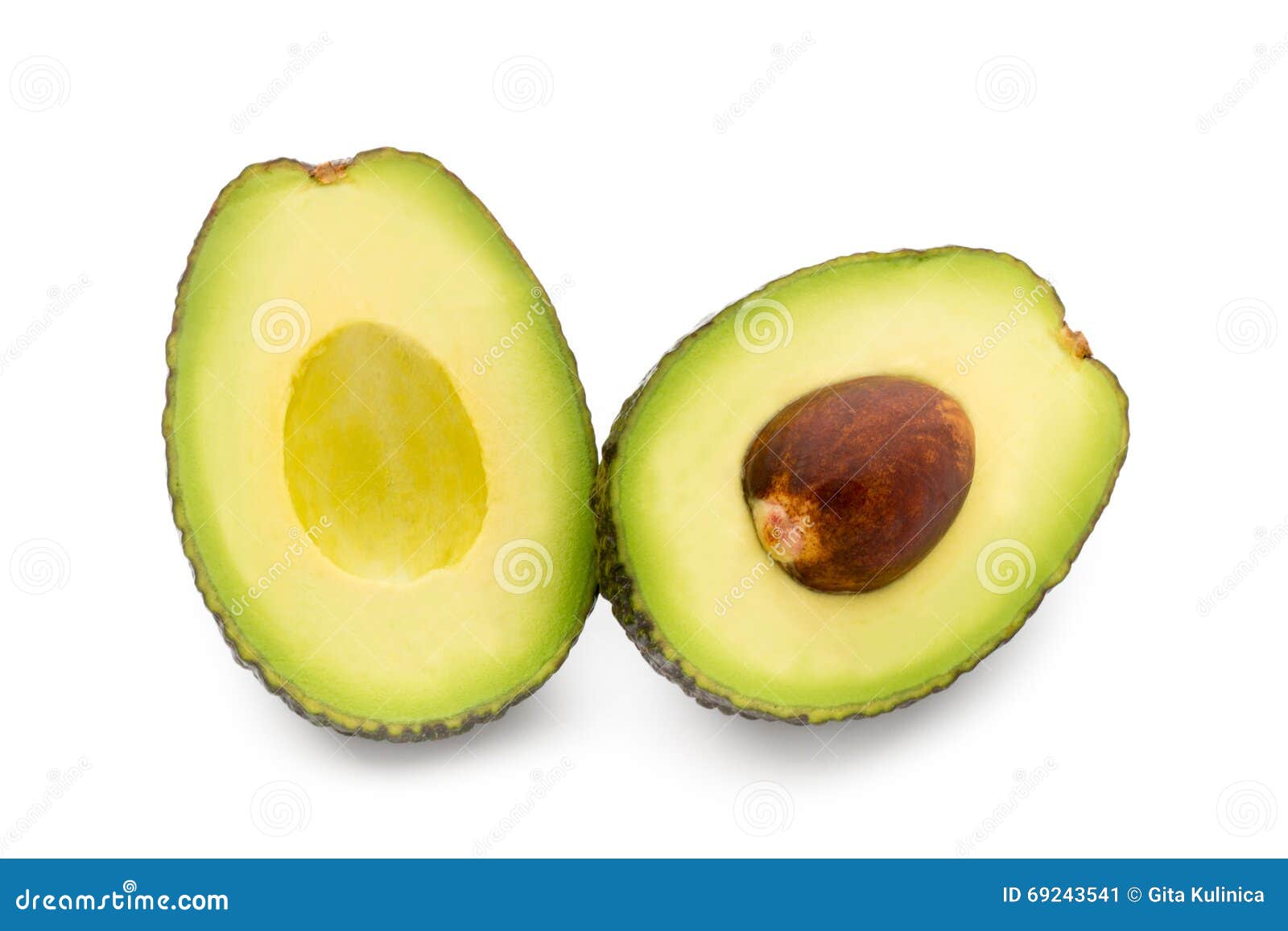 Avocado Pieces Set Isolated on White Background. Stock Image - Image of ...