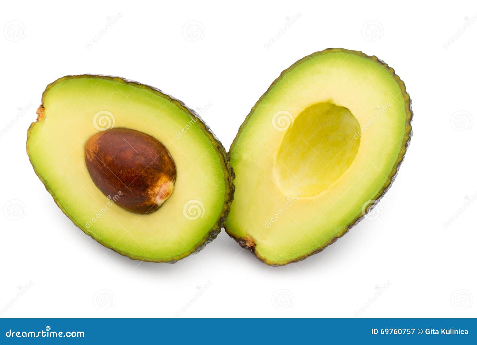 Avocado Pieces Set Isolated on White Background. Stock Image - Image of ...