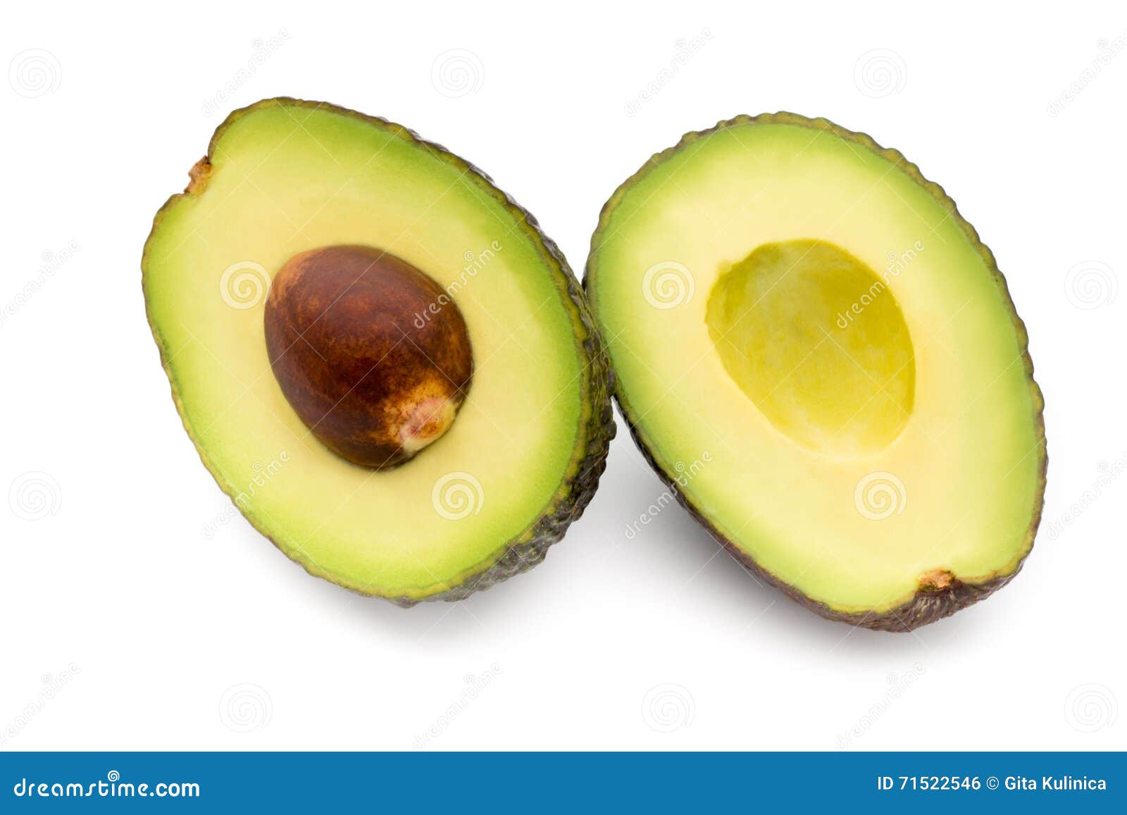 Avocado Pieces Set Isolated on White Background. Stock Photo - Image of ...