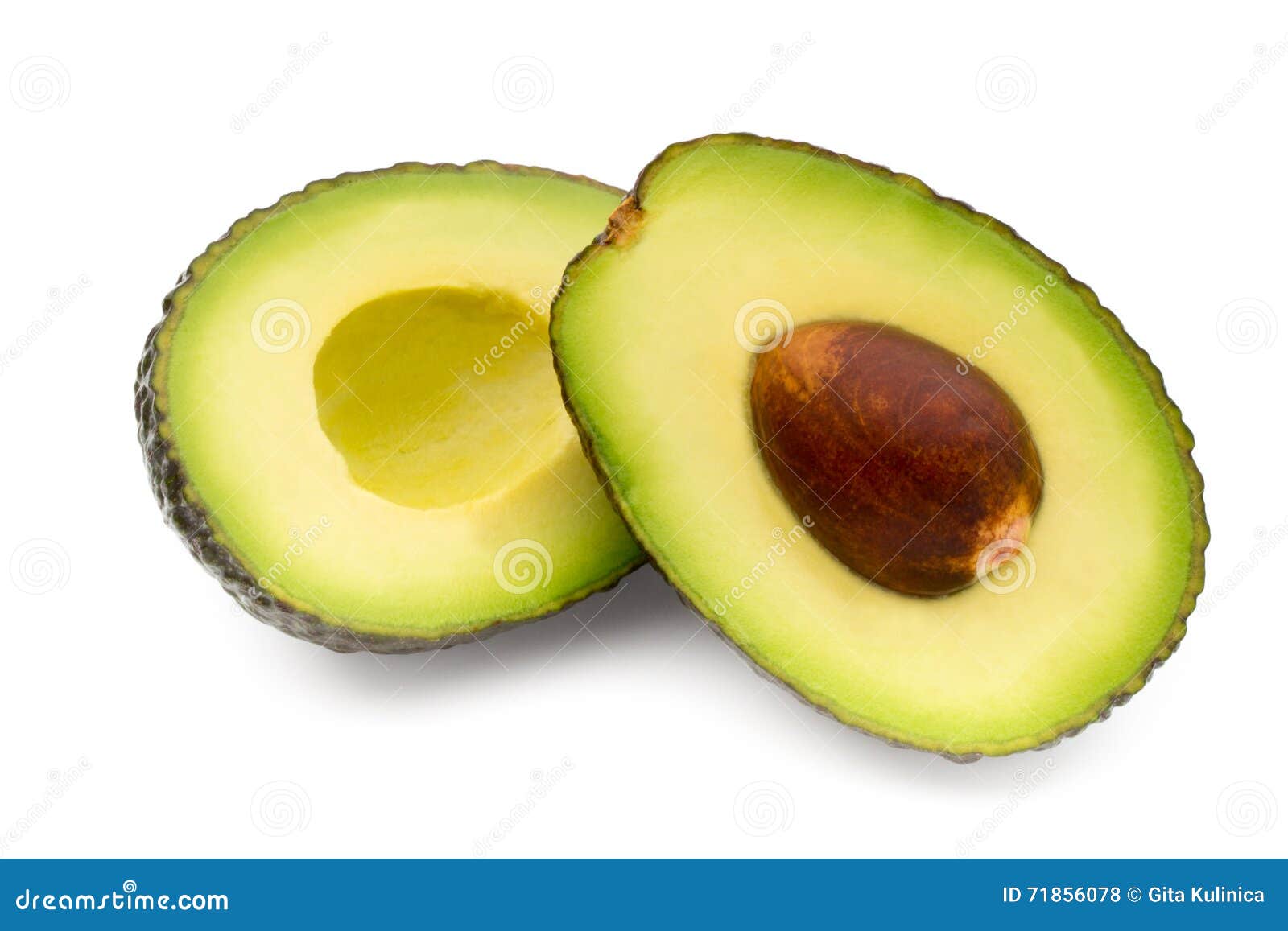 Avocado Pieces Set Isolated on White Background. Stock Photo - Image of ...