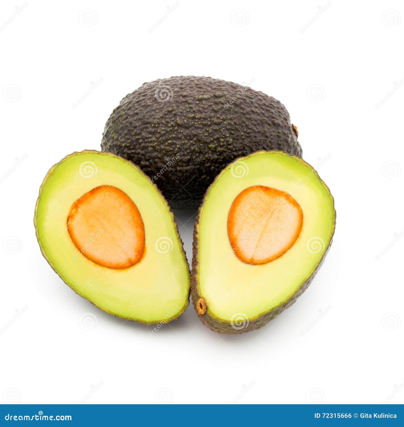 Avocado Pieces Set Isolated on White Background. Stock Photo - Image of ...