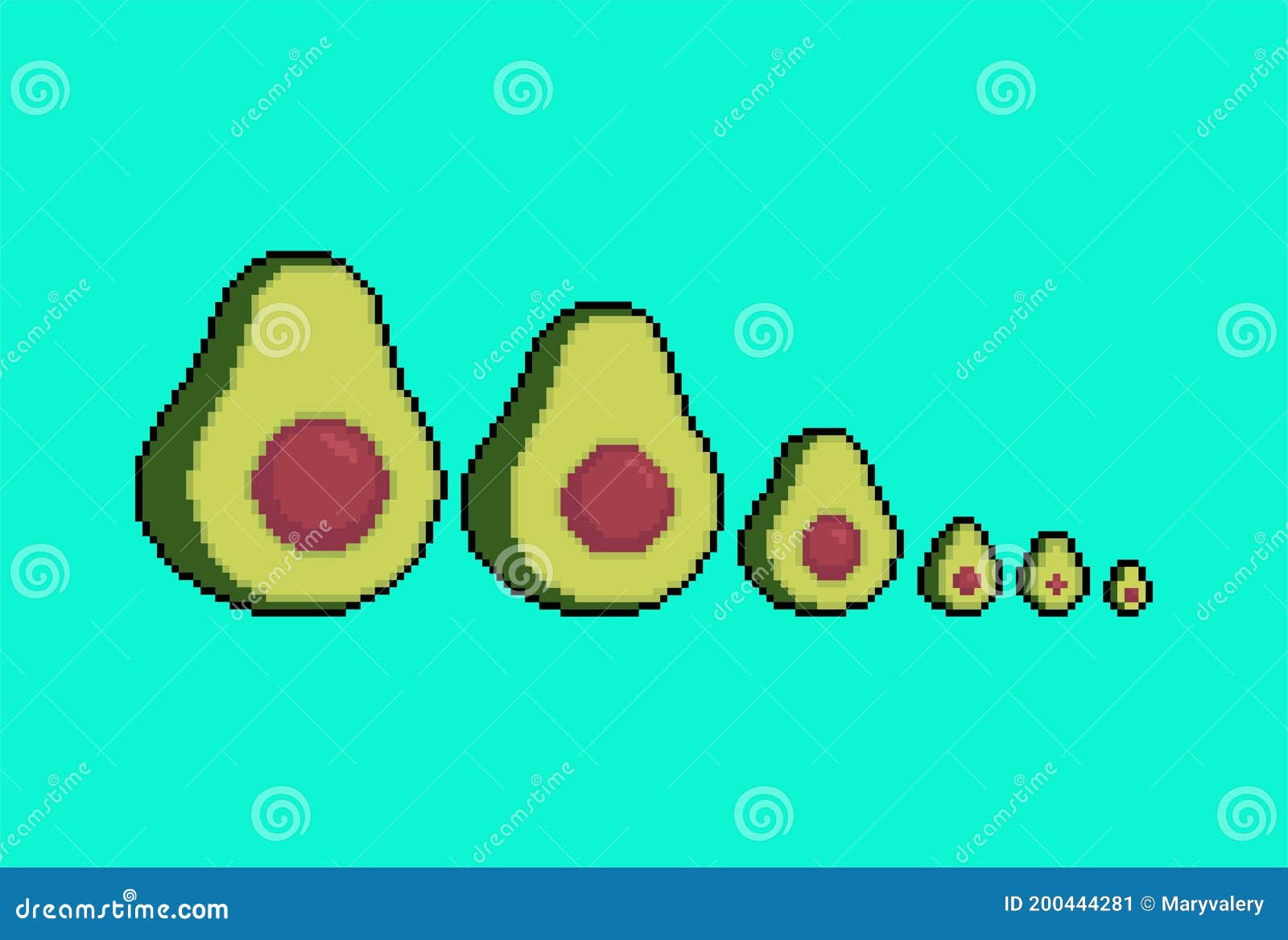 Avocado Pixel Art Set. Tropical Green Fruit 8 Bit Stock Vector ...