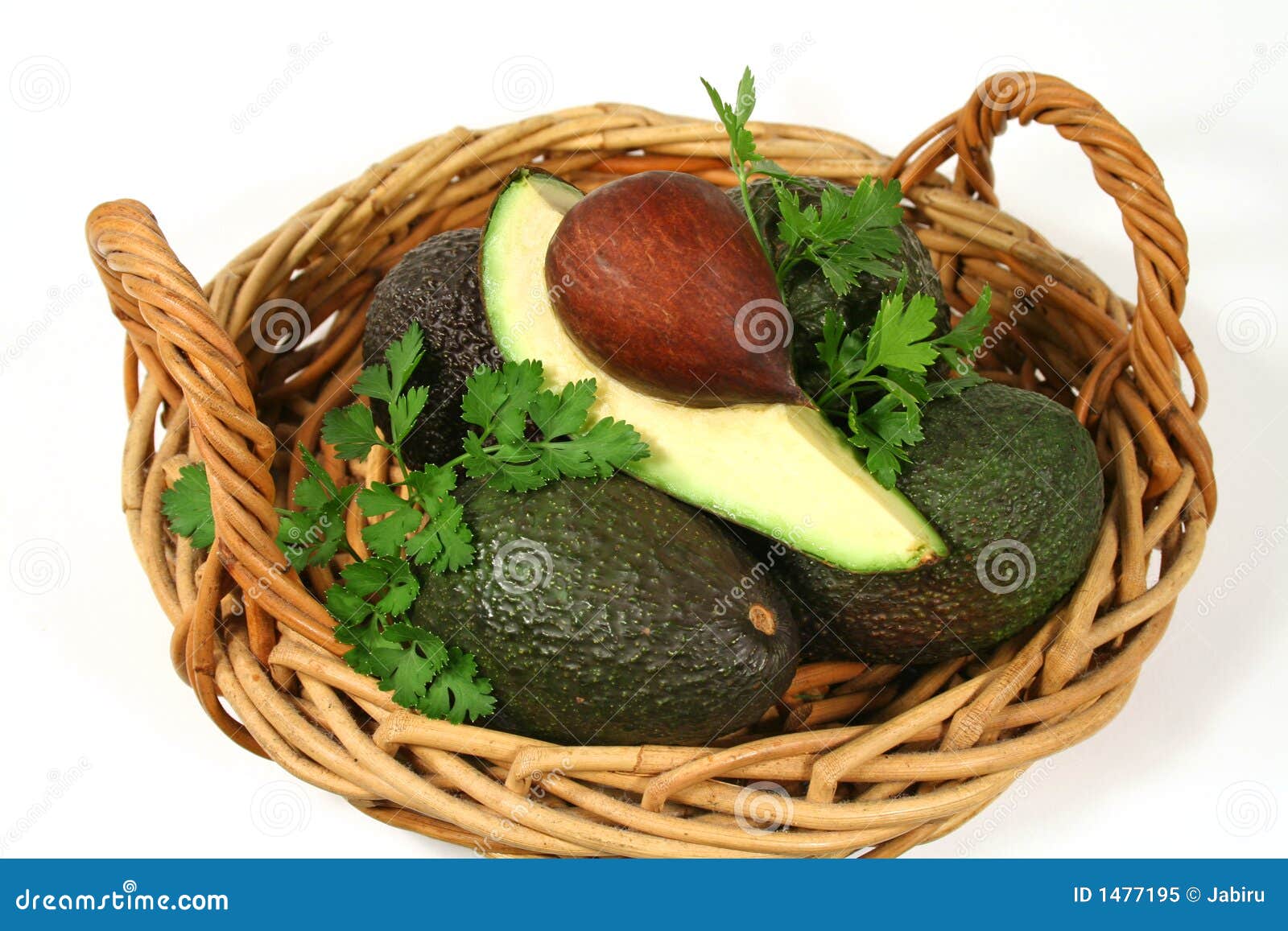 Avocado Quarter in a Basket Stock Image - Image of picked, fruit: 1477195