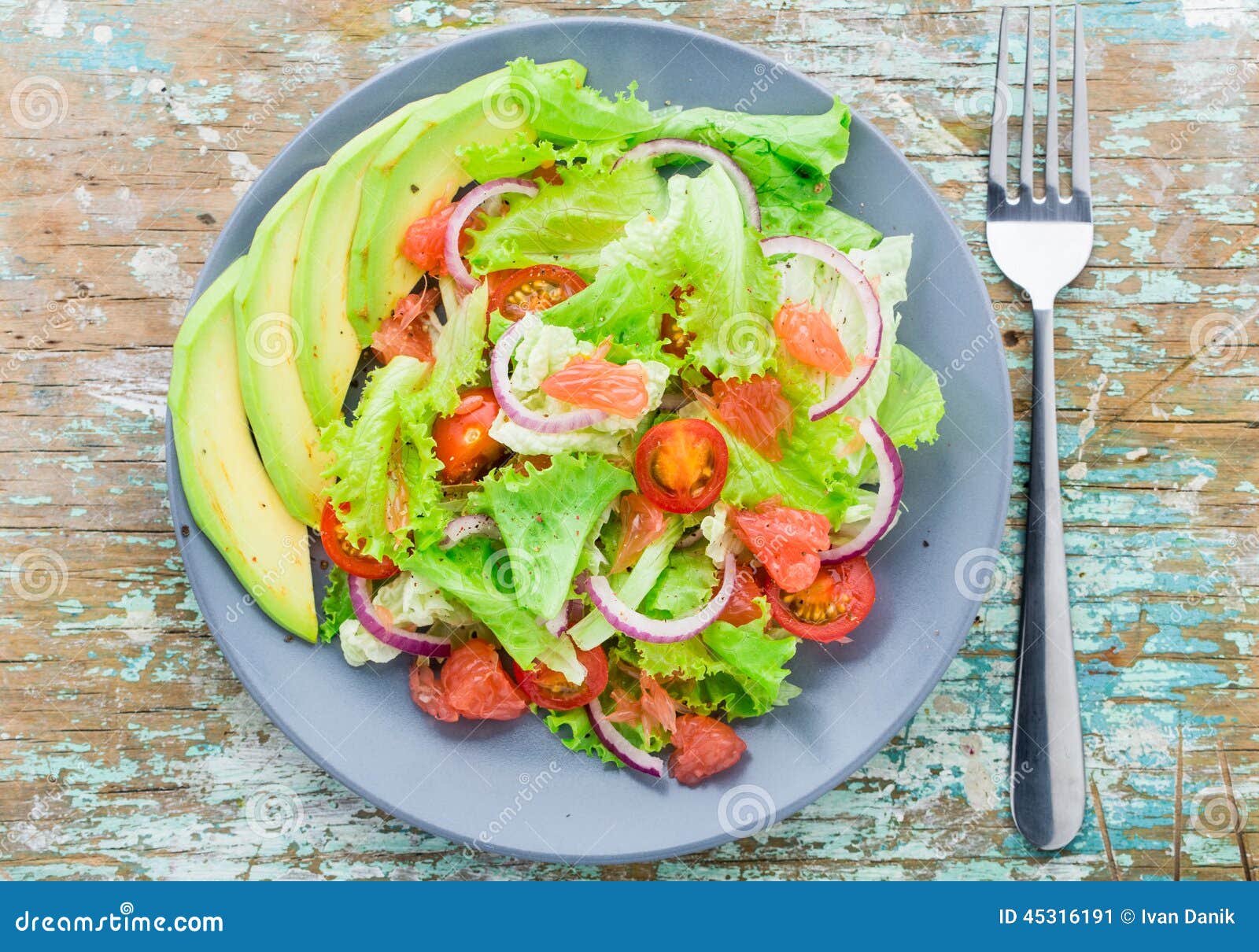 Avocado salad on a plate stock image. Image of salad - 45316191