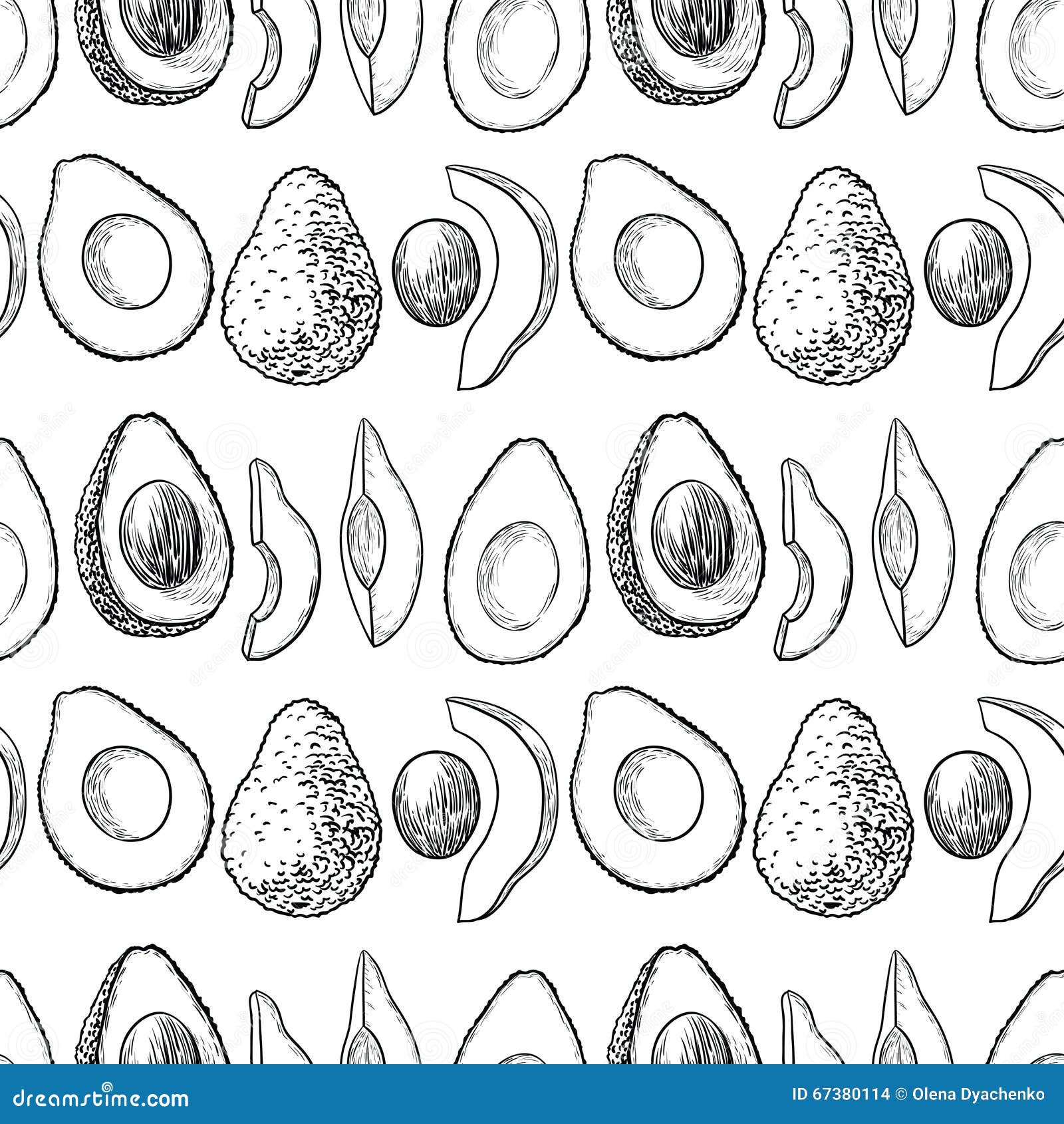 Avocado seamless stock vector. Illustration of drawing - 67380114