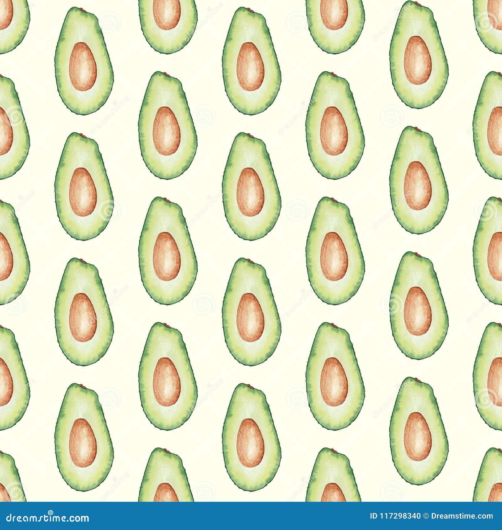 Avocado Seamless Pattern Repeat on Yellow Stock Illustration ...