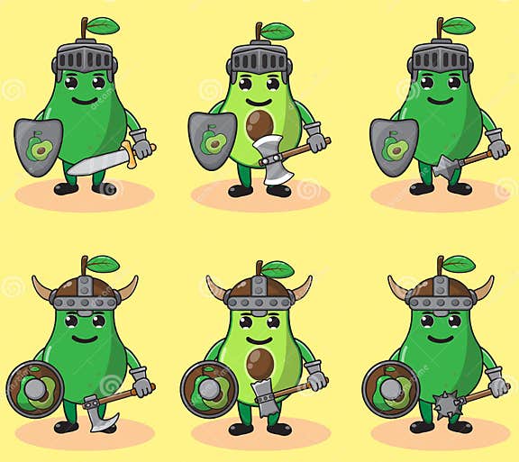 Illustration Vector Graphic Cartoon Character of Cute Avocado Knight ...