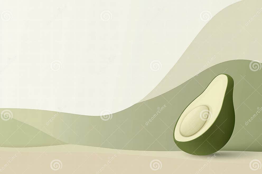 Avocado Shape with Visible Seed on Soft Background Offers Perfect Space ...