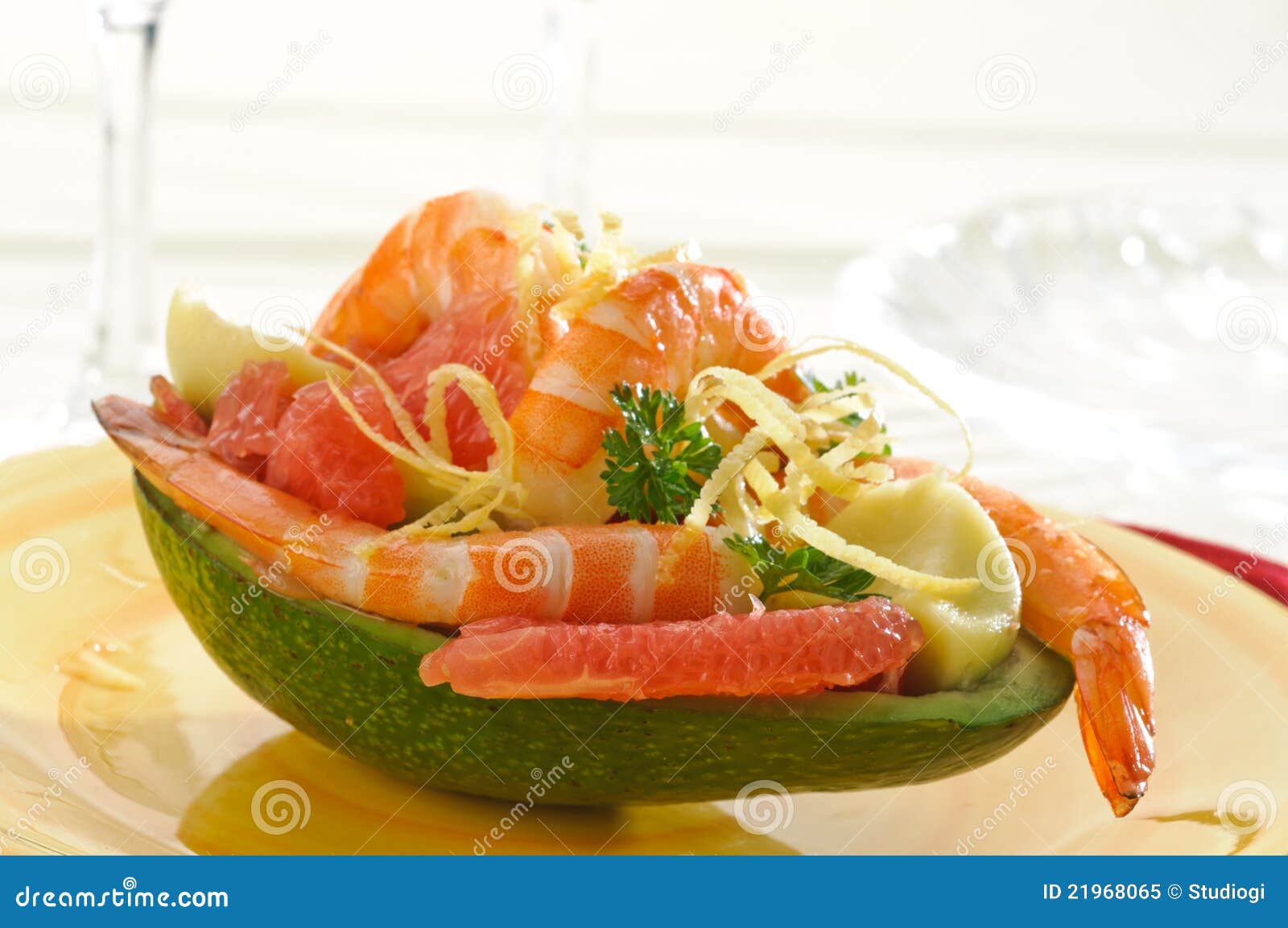 Avocado with Shrimp and Grapefruit Stock Image - Image of gastronomy ...