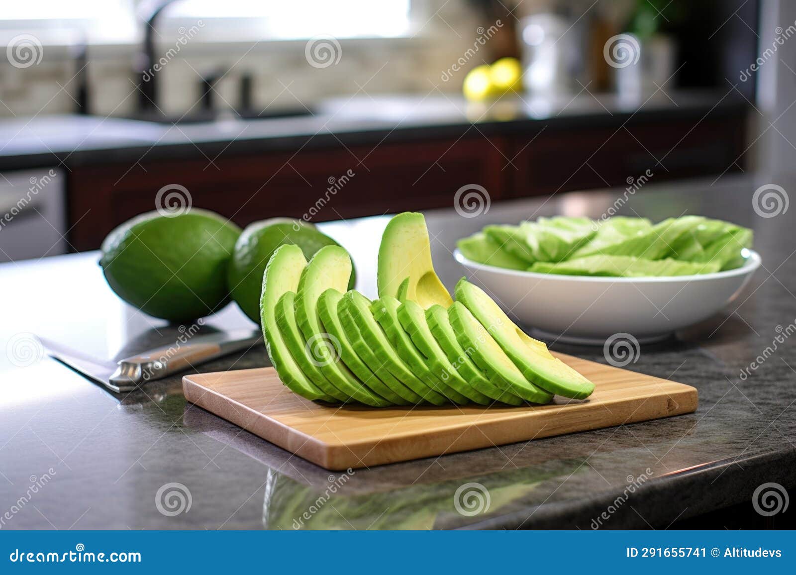 Avocado Sliced Open on a Kitchen Counter Stock Image - Image of healthy ...