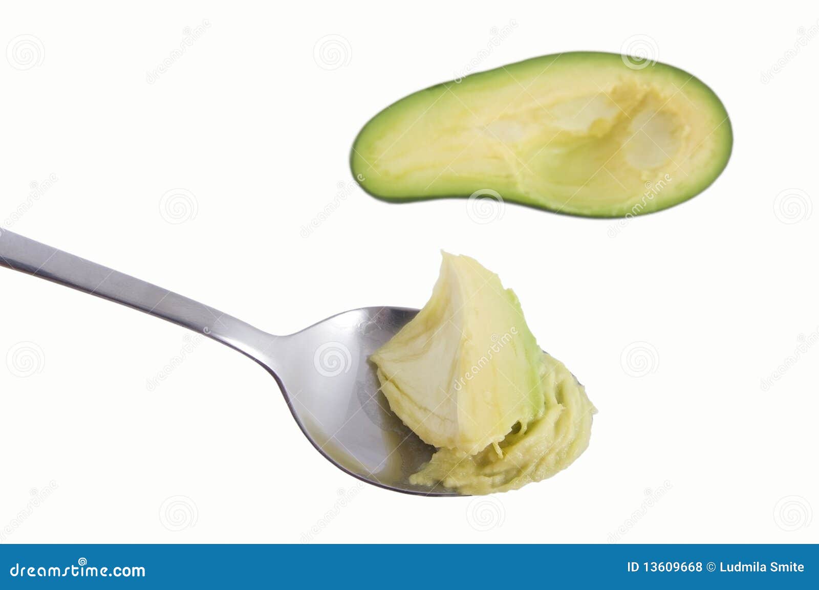 Avocado and a spoon. stock photo. Image of portion, isolated - 13609668