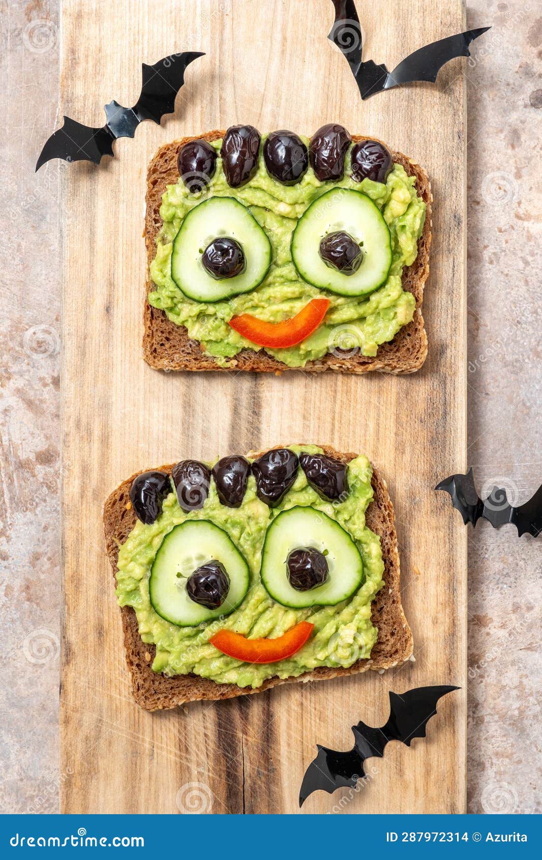 Avocado Toast Green Monster for Halloween Stock Photo - Image of bread ...