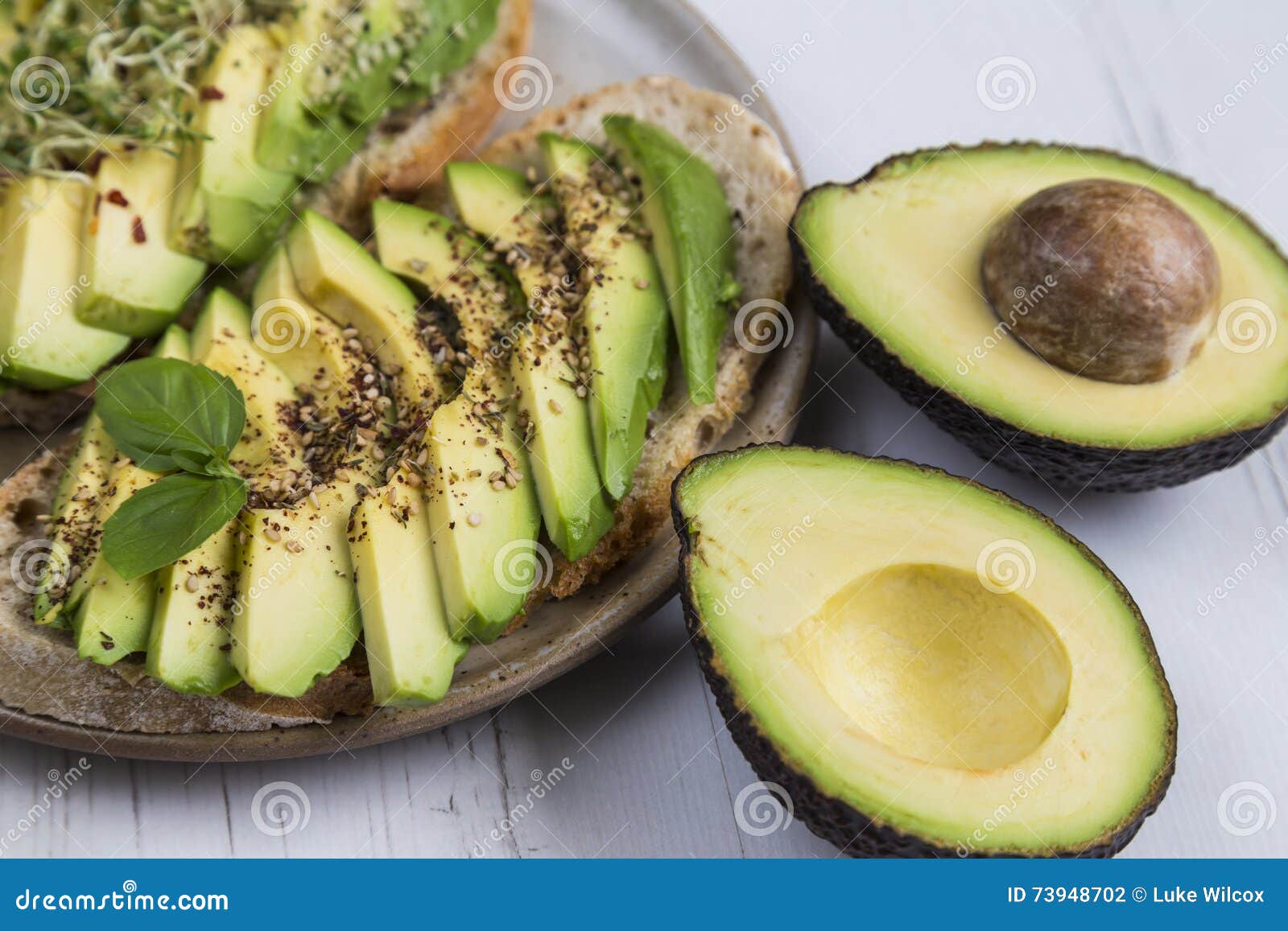 Avocado toast stock photo. Image of homemade, seasoning - 73948702