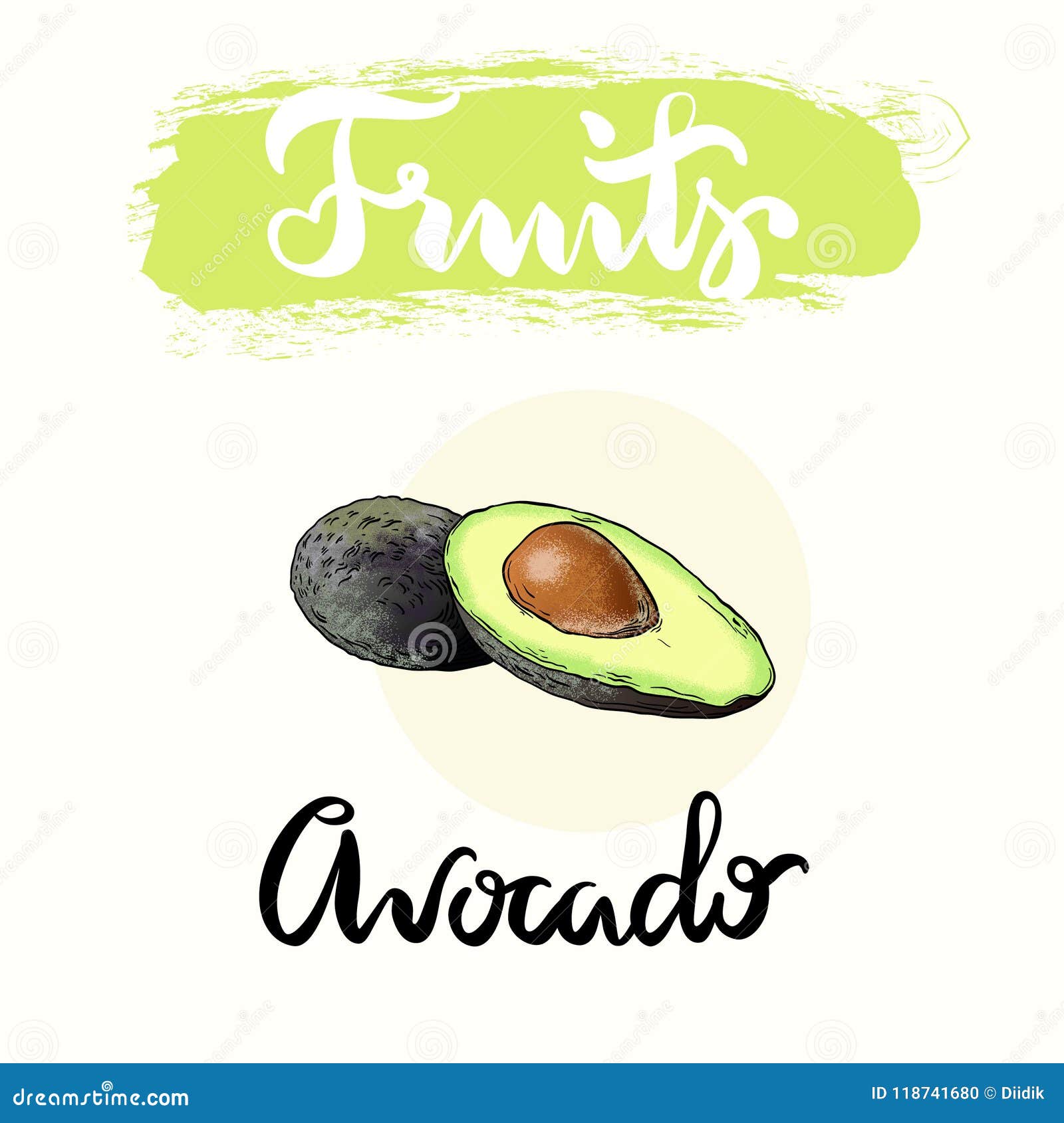 Avocado fruit label design stock vector. Illustration of caricature ...