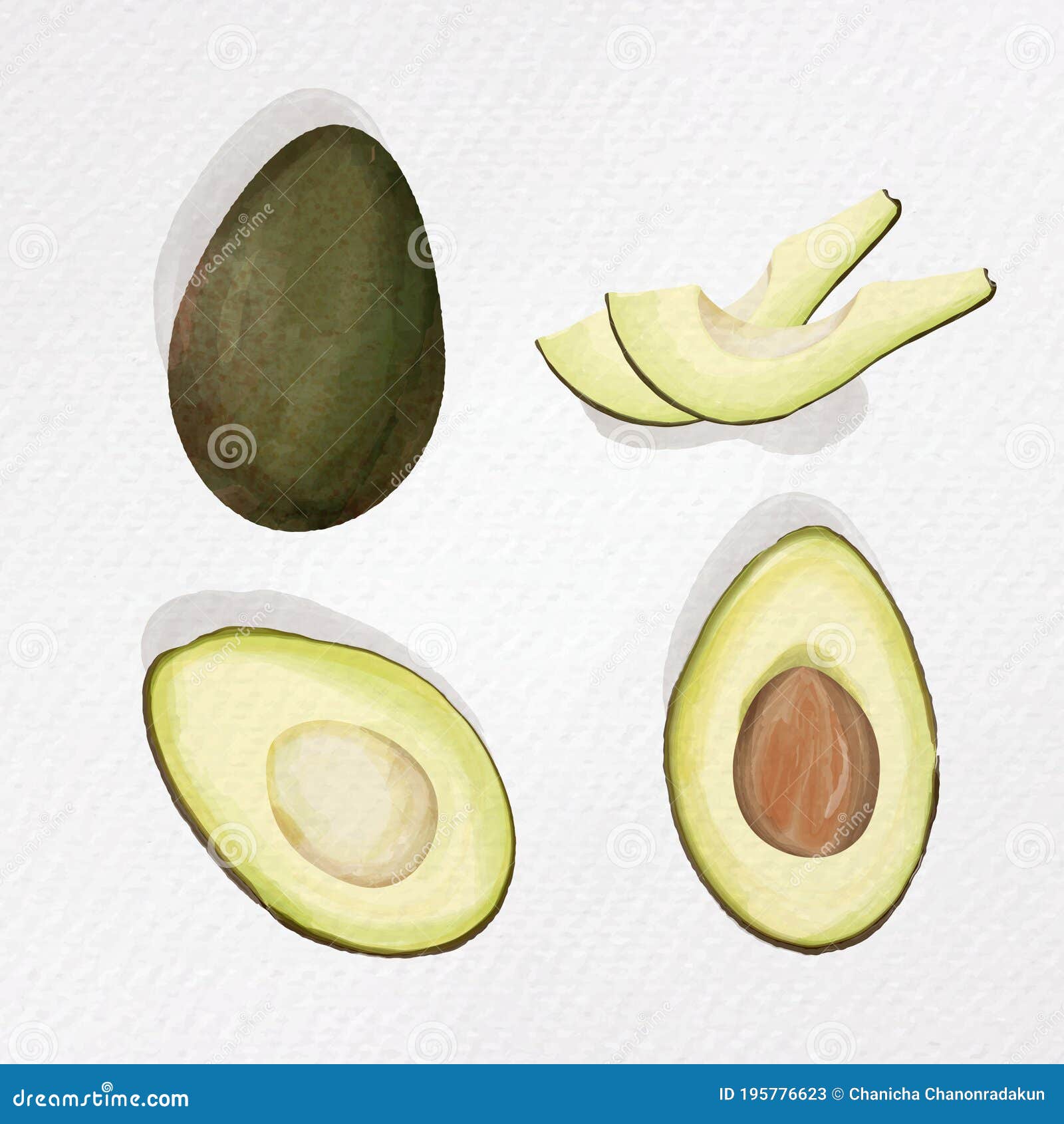 Hass Avocado Tropical Fruit Cut With Shape Heart. Illustration Royalty ...