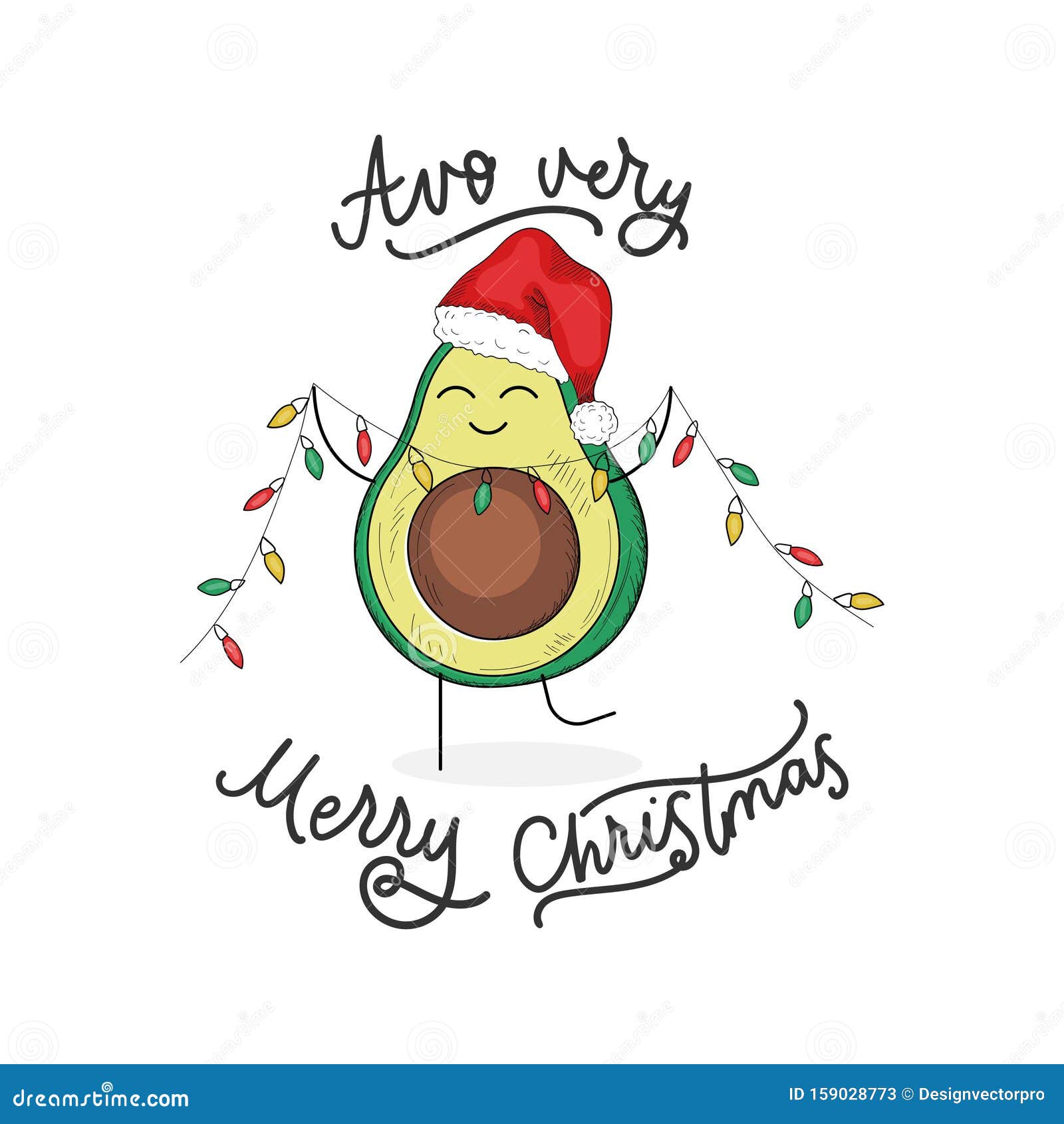 Avocado Very Merry Christmas Cute Greeting Card Stock Vector ... Avocado Very Merry Christmas Cute Greeting Card Stock Vector ...