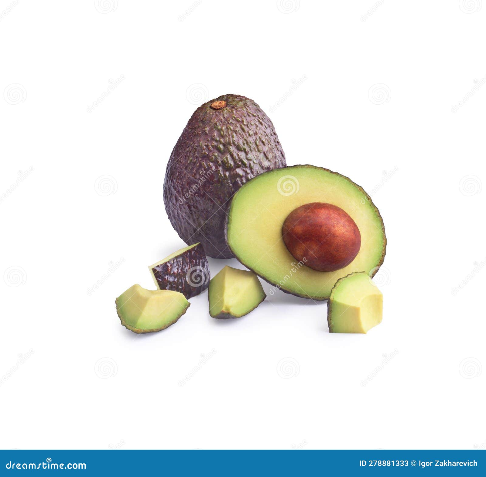 Avocado Slicing on White Background Stock Image - Image of slice ...