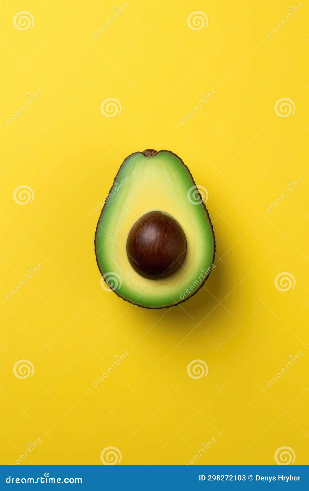 Avocado on Yellow Background. Minimal Style. Top View Stock Image ...